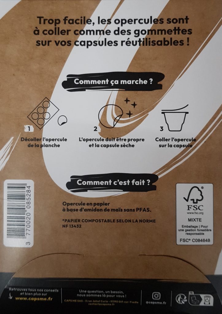 CAPS ME 102 OPERCULES COMPOSTABLES - Pressoir du Gâtinais